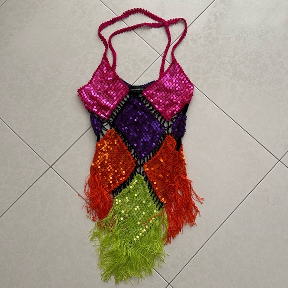 Retrofete | Tops | Retrofete Cutout Fringe Top Festival Stagecoach Edc ...